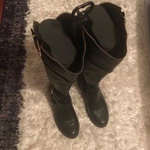 Shoes | Nwot 22 Tall Black Erin Boot Gold Hardware | Poshmark
